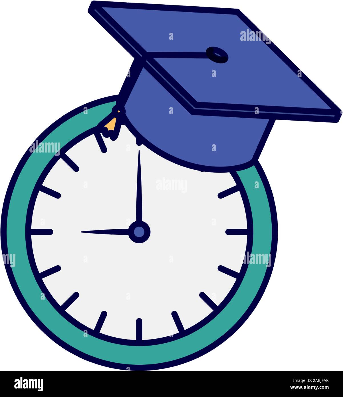 clock time graduation hat school learning online vector illustration ...