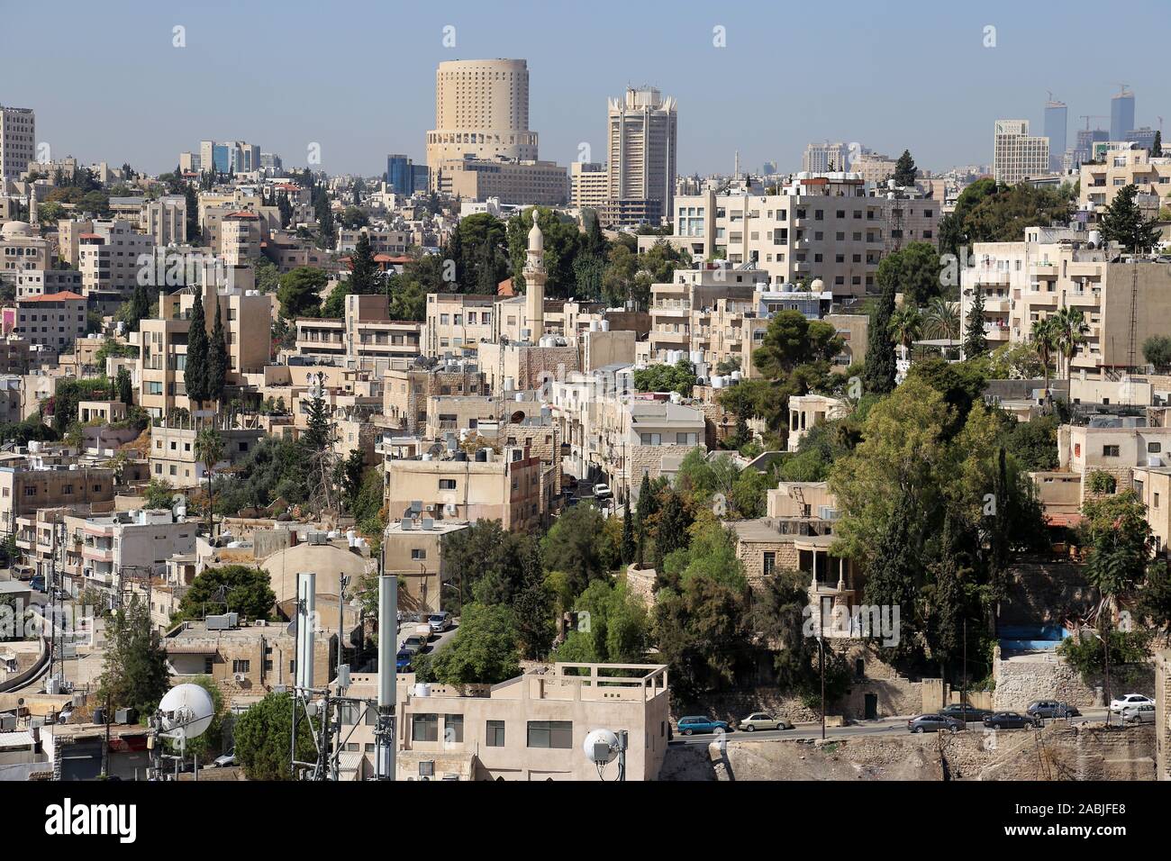 Jabal Al Weibdeh, as seen from the Citadel, Ali Ben Al Hussein Street ...