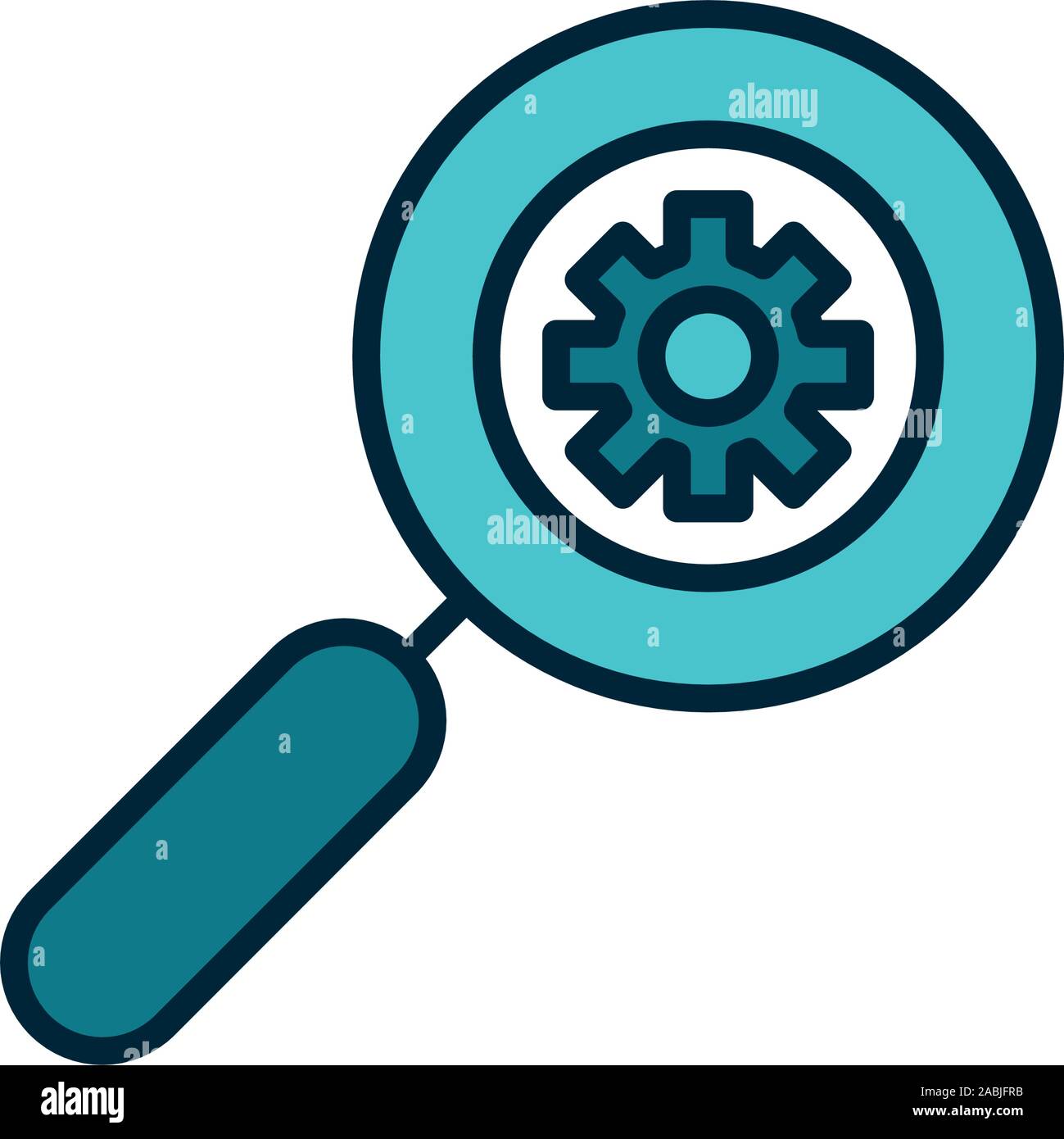 setting magnifier analysis internet of things line and fill icon vector ...