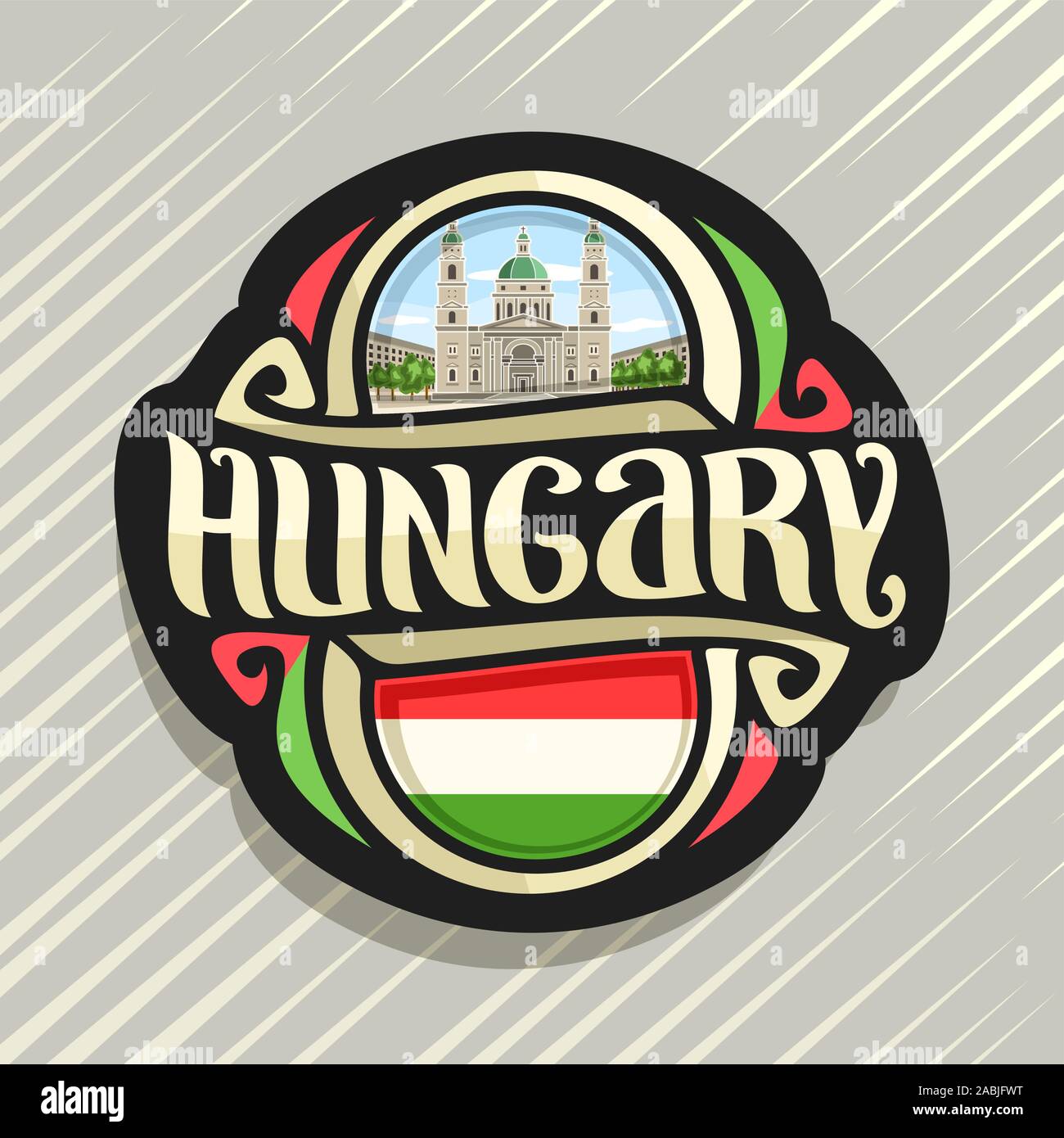 Vector logo for Hungary country, fridge magnet with hungarian flag ...
