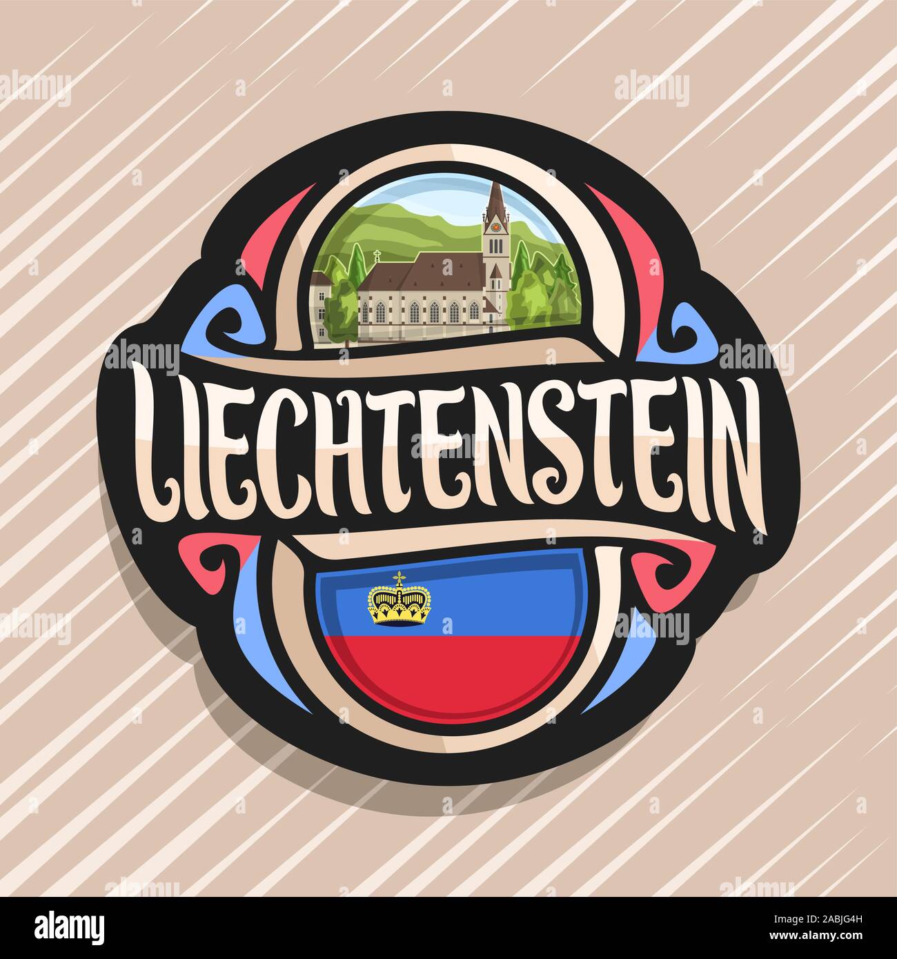 Vector logo for Principality of Liechtenstein, fridge magnet with state ...