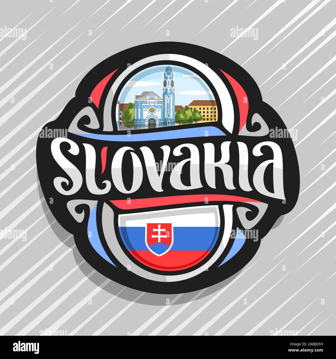 Vector logo for Slovakia country, fridge magnet with slovakian flag ...