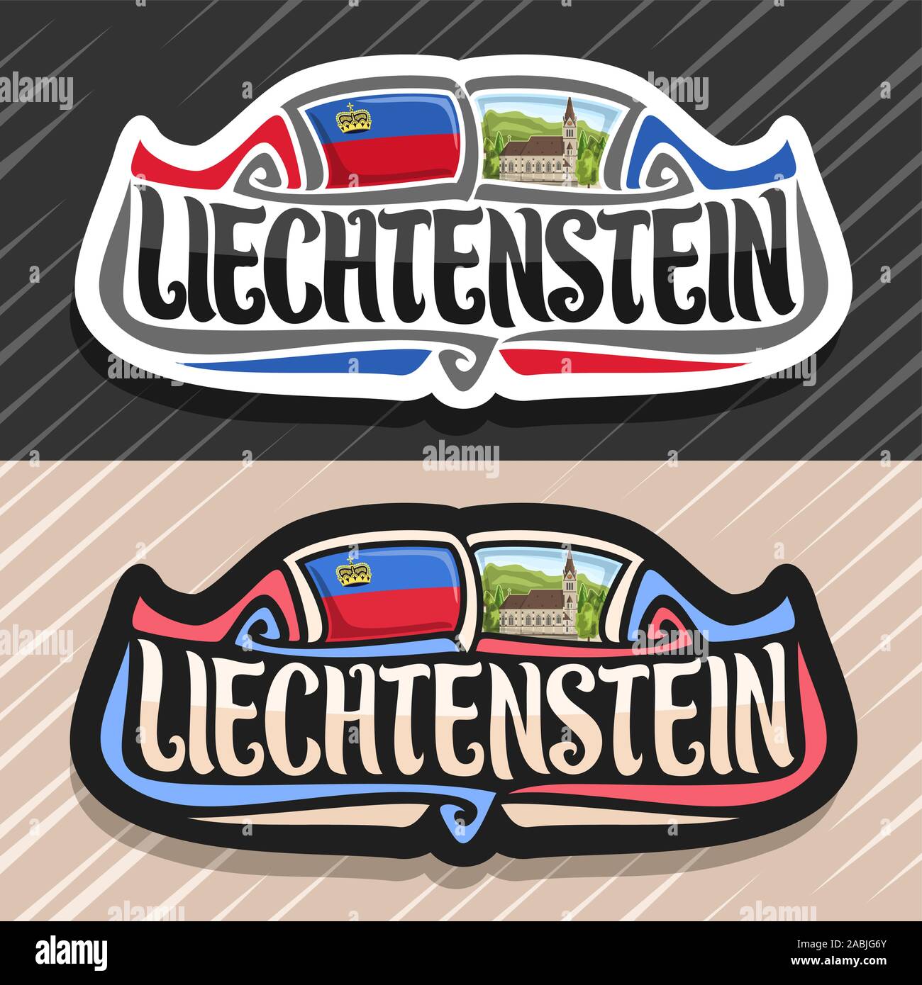Vector logo for Principality of Liechtenstein, fridge magnet with state ...
