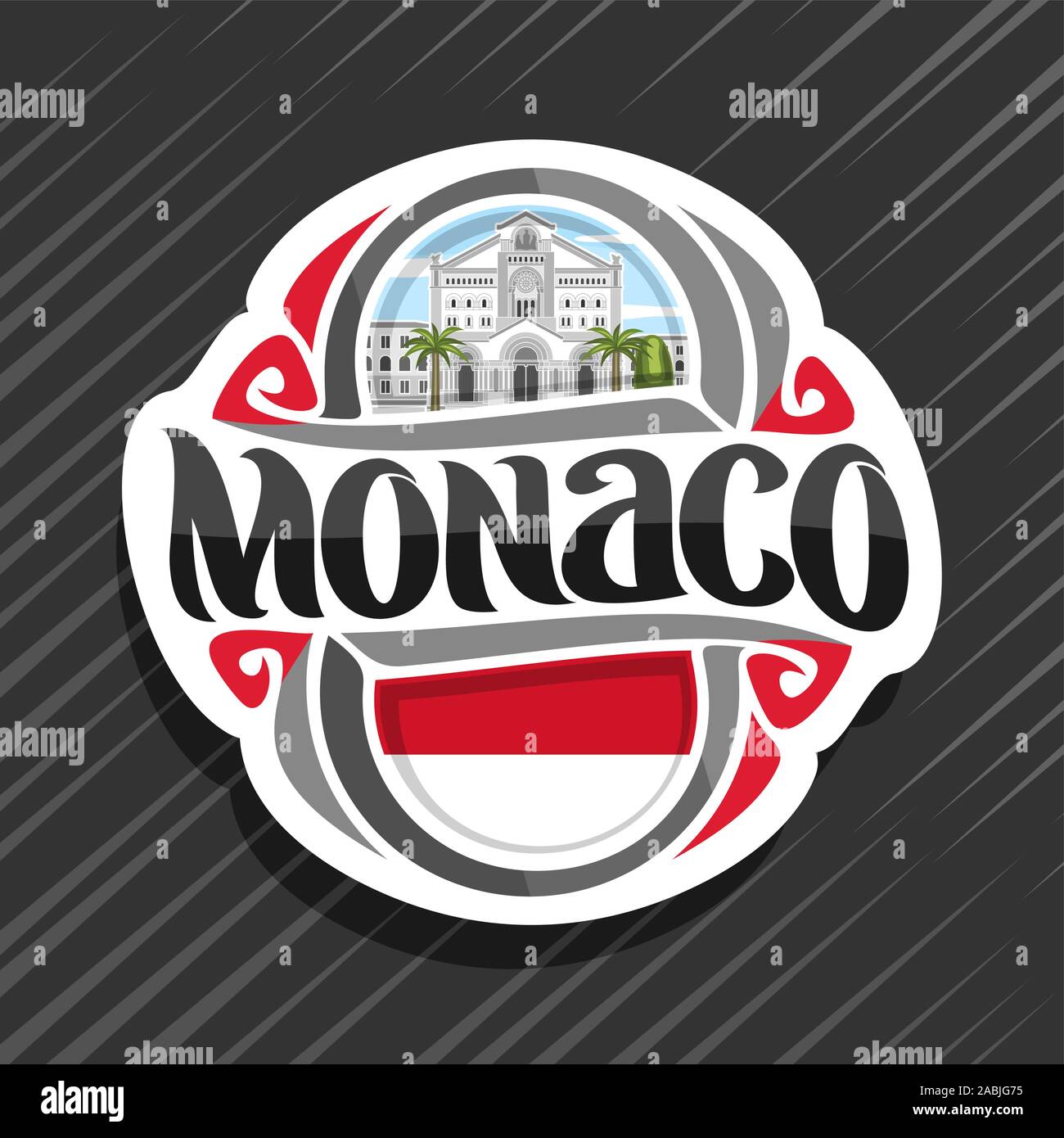 Vector logo for Monaco country, fridge magnet with monegasque state ...