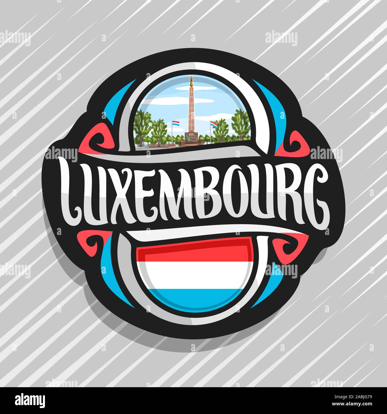 Vector logo for Luxembourg country, fridge magnet with luxembourgish ...