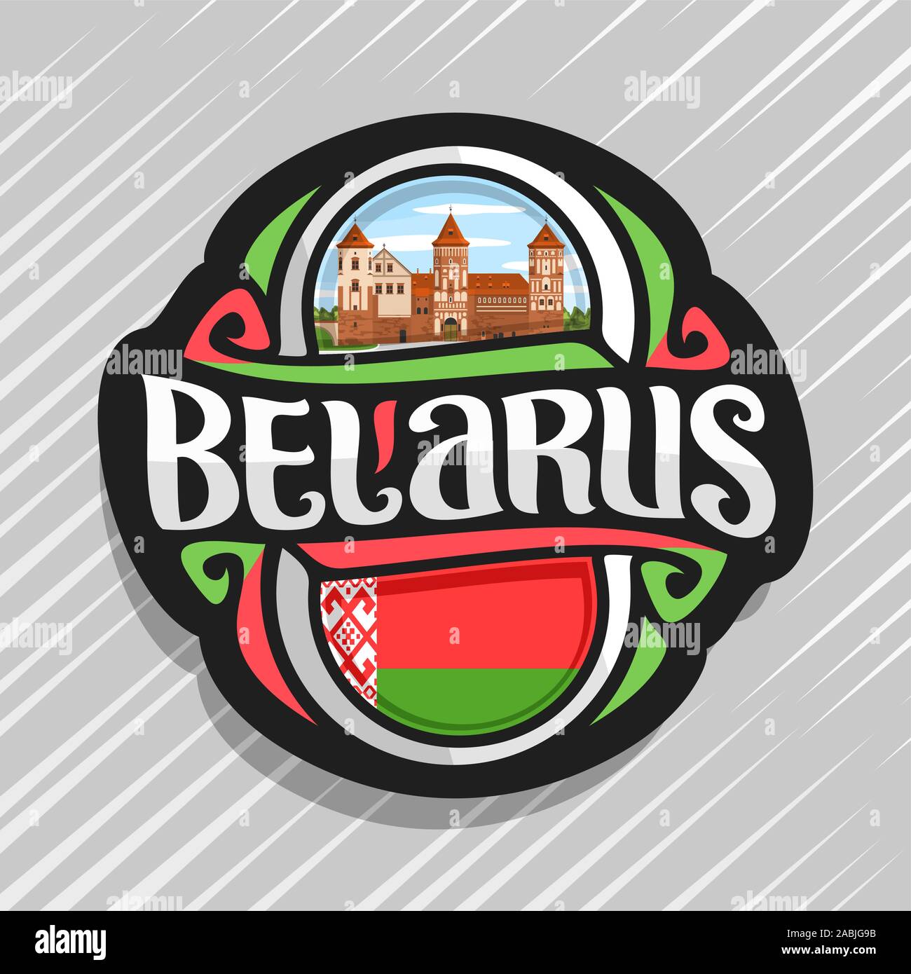 Vector logo for Belarus country, fridge magnet with belarusian state ...