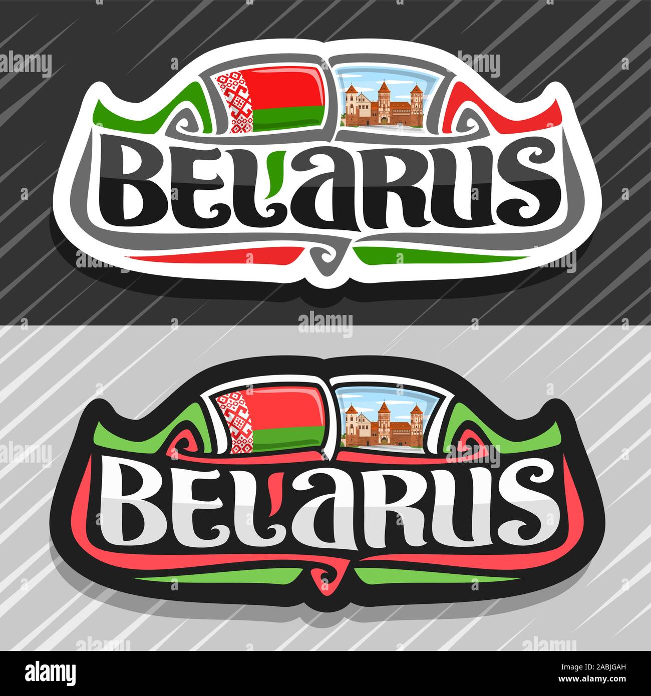 Vector logo for Belarus country, fridge magnet with belarusian state ...