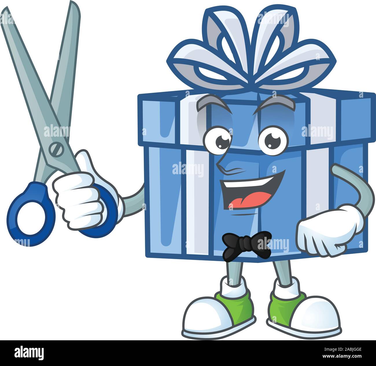 Happy Barber blue gift box mascot cartoon character style Stock Vector ...