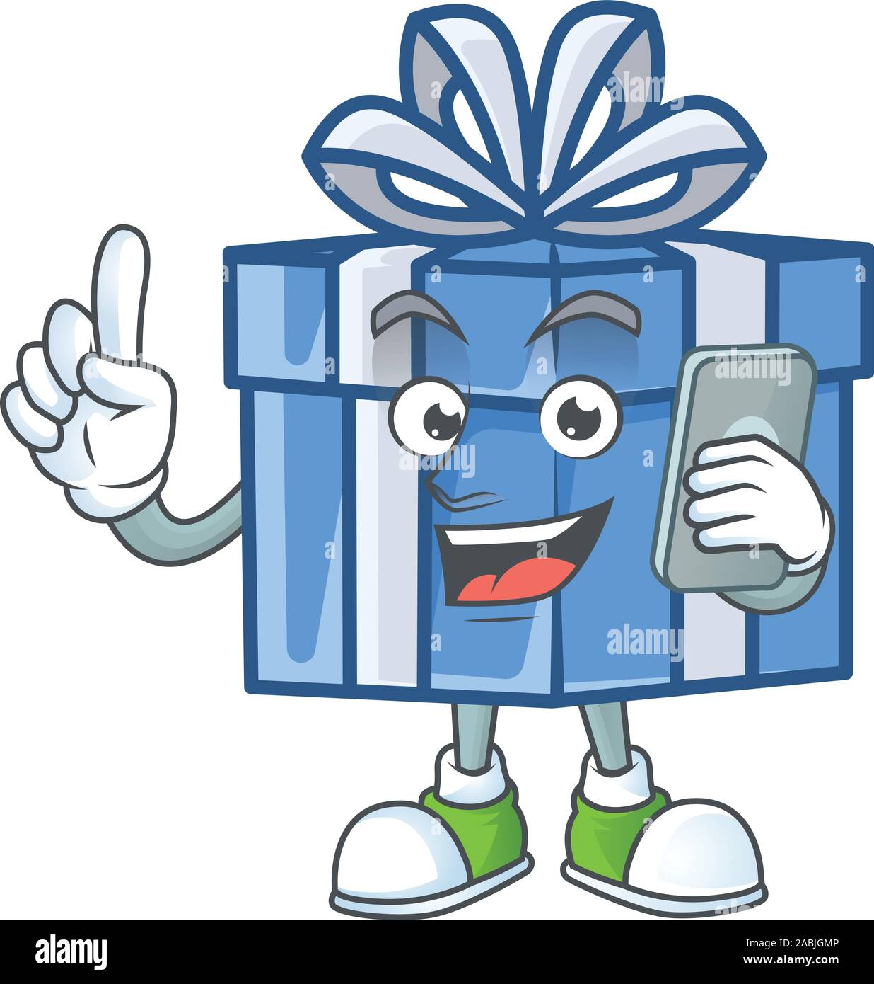 a cartoon style of blue gift box speaking on the phone Stock Vector ...