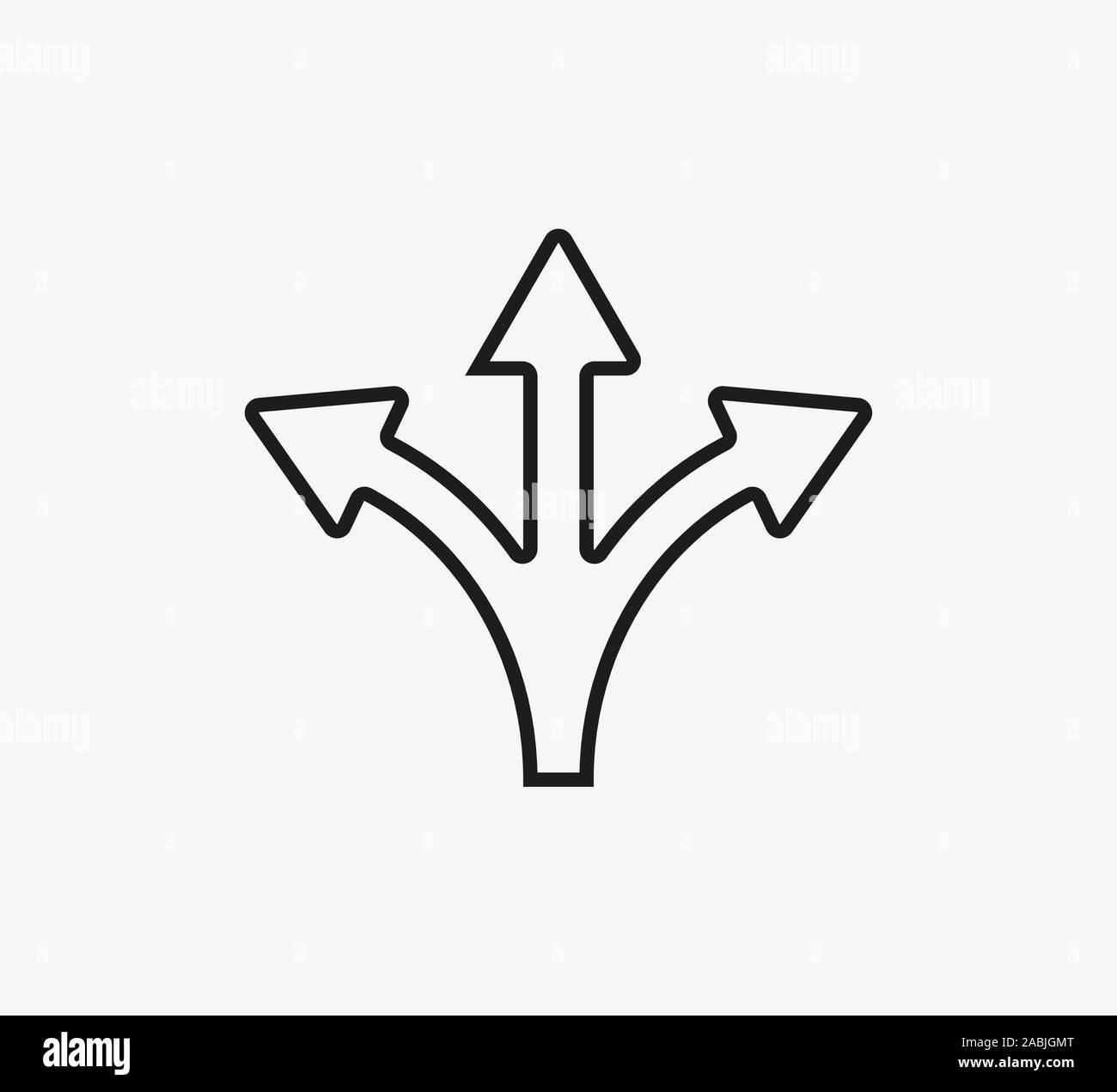 Arrow, three way, direction icon. Vector illustration, flat design ...