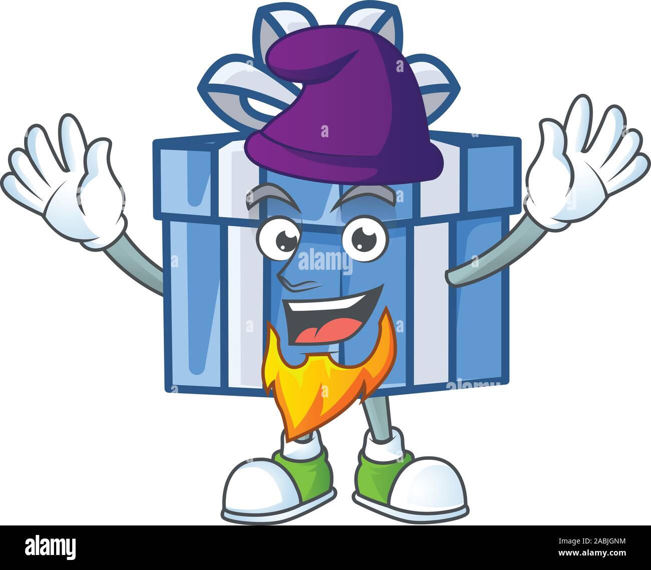 Blue gift box mascot cartoon style as an Elf Stock Vector Image & Art ...