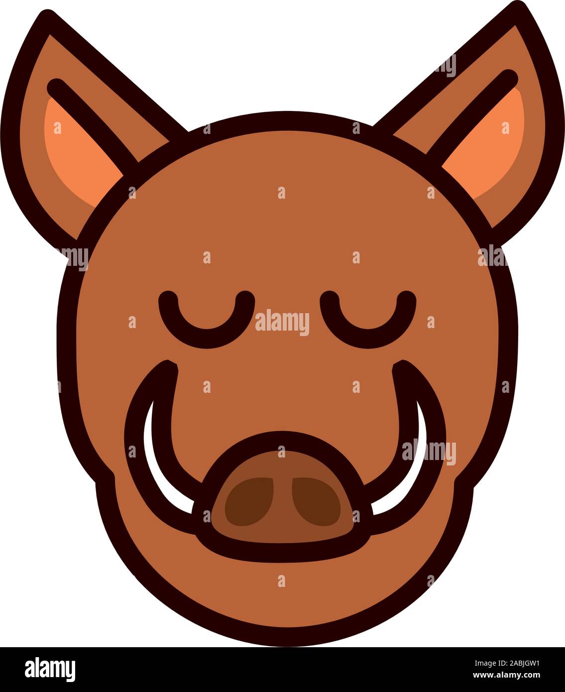 cute face wild boar animal cartoon icon on white background Stock ...