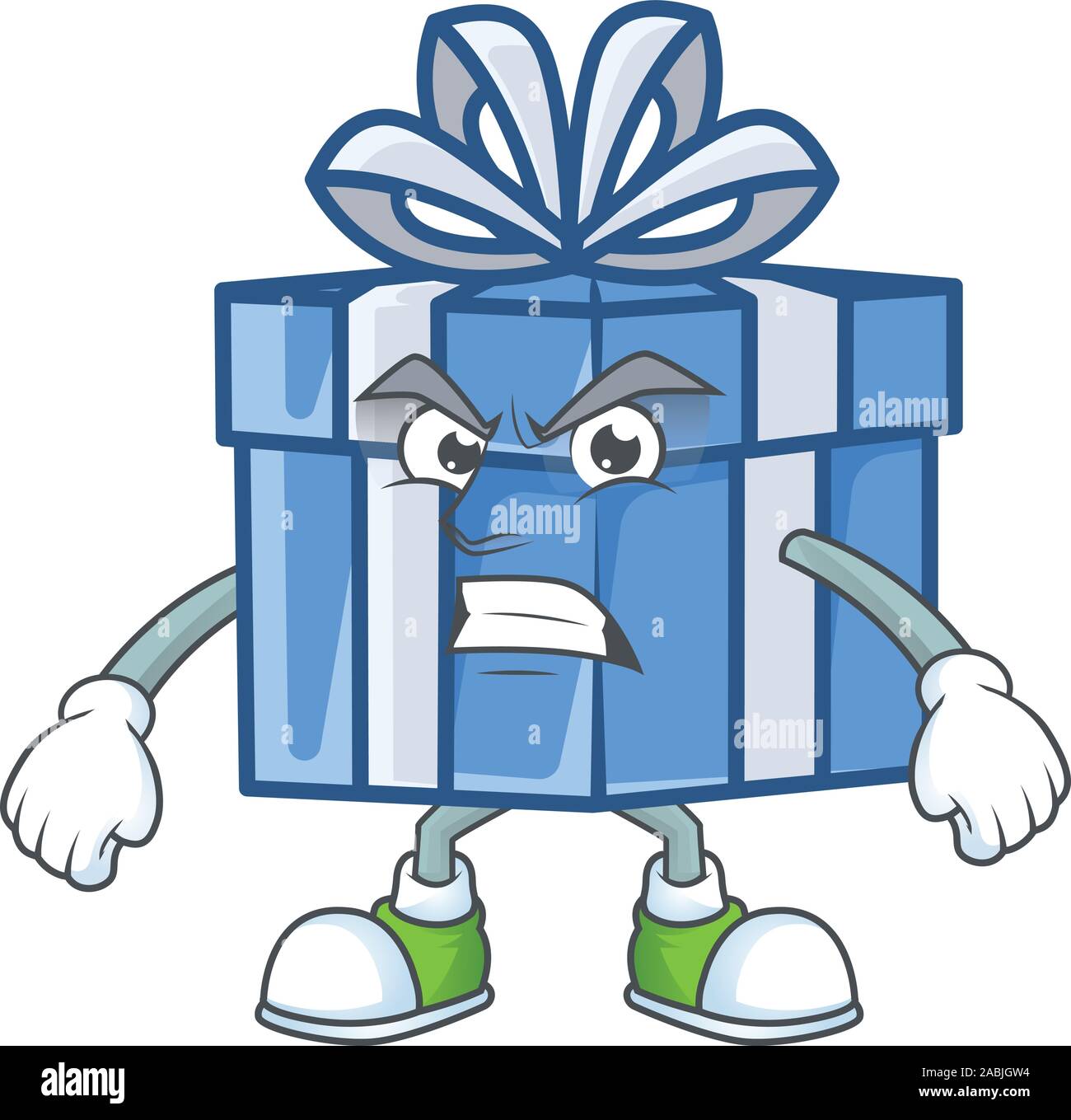 Blue gift box cartoon character style with angry face Stock Vector ...
