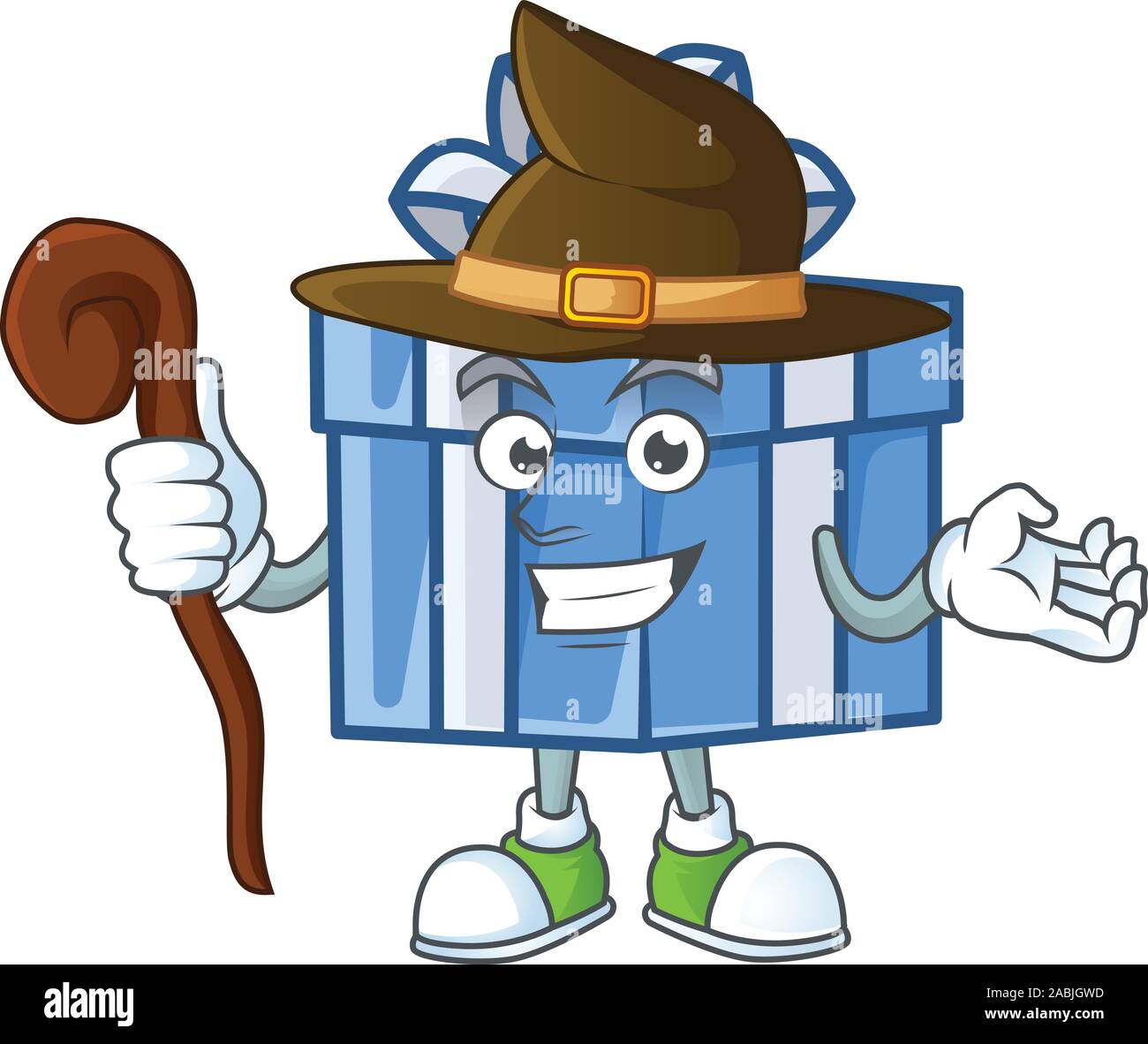 Happy Halloween Witch blue gift box cartoon character style Stock ...