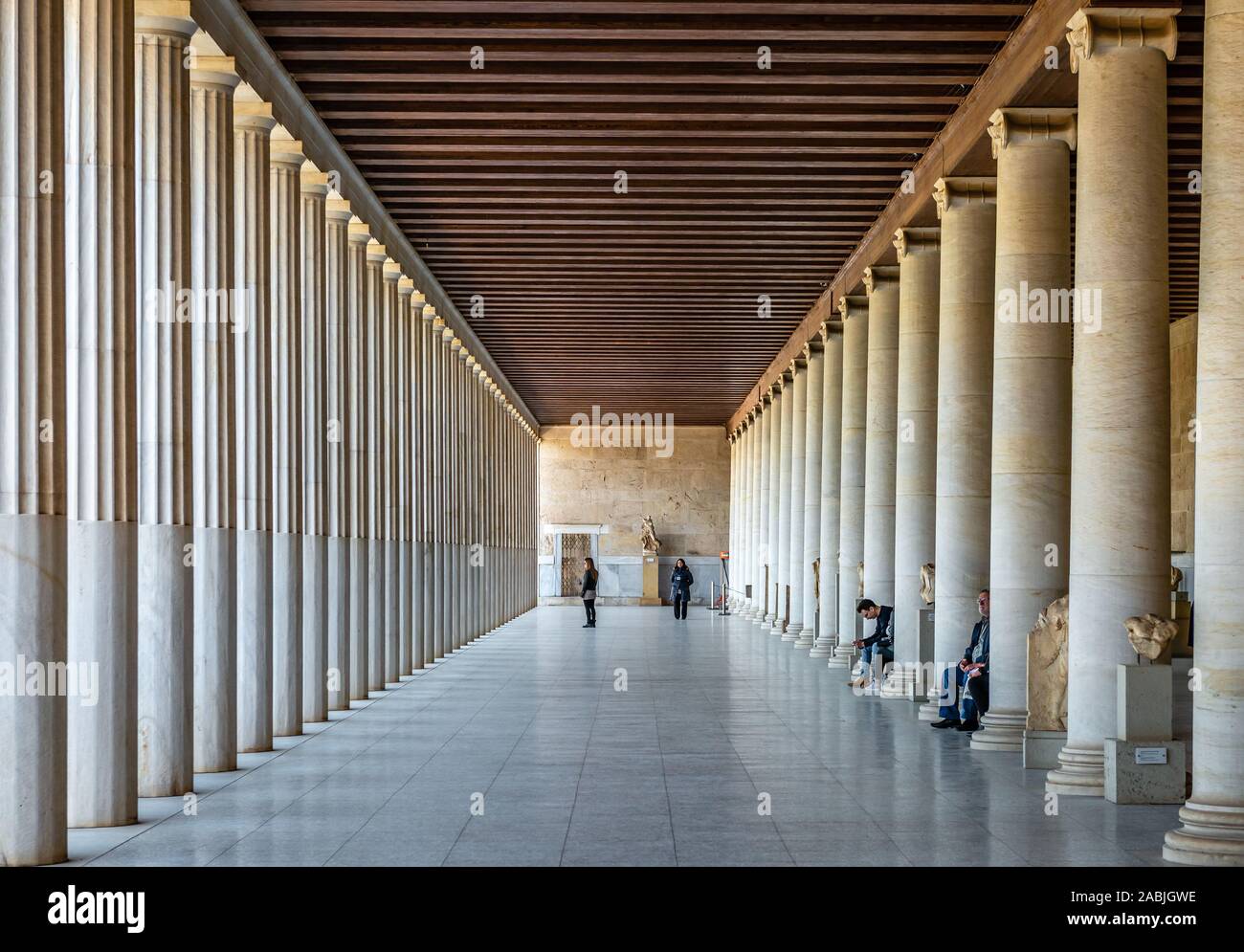The Stoa of Attalos (or Attalus), a covered walkway (or portico) in the ...