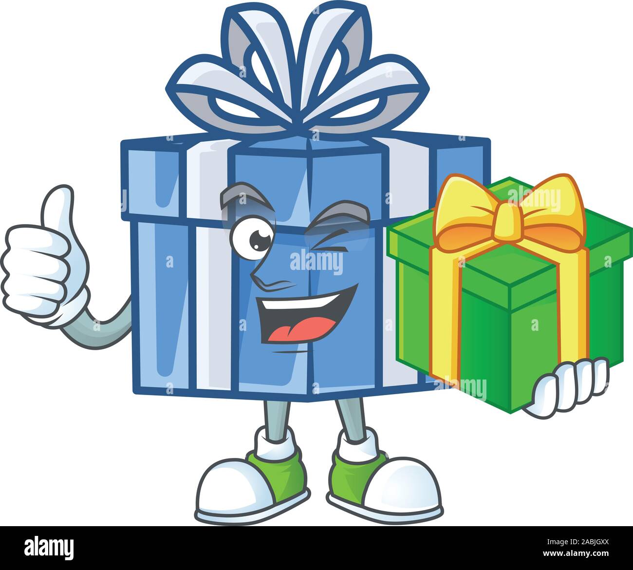 cartoon character of happy blue gift box with gift box Stock Vector ...
