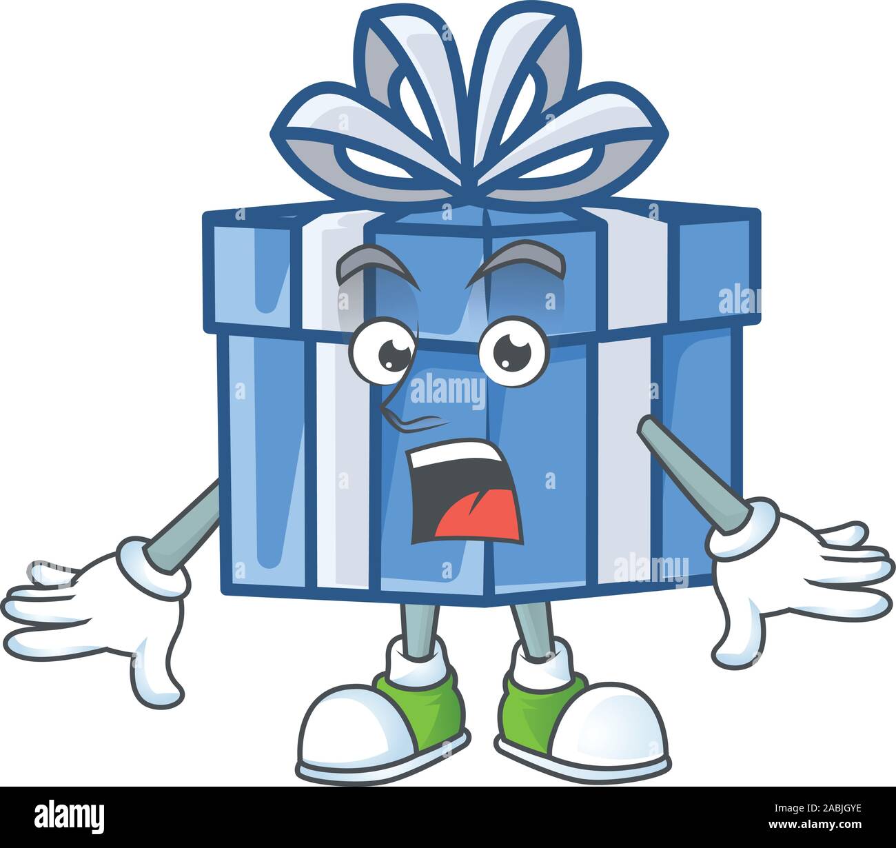 Surprised blue gift box face gesture on cartoon style Stock Vector ...
