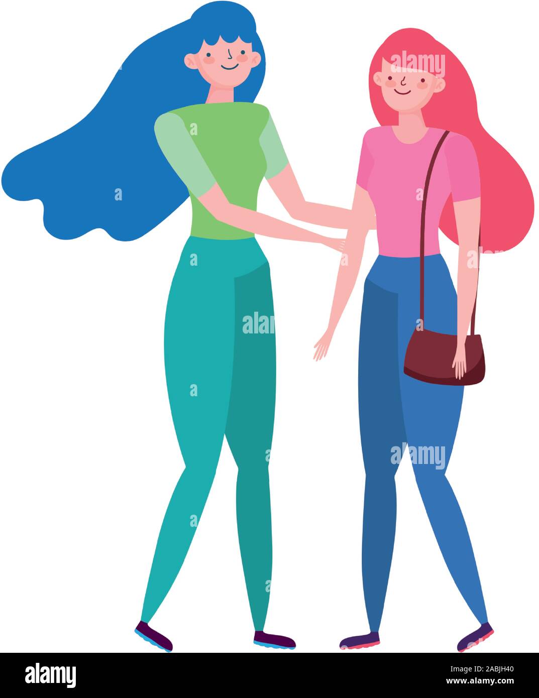 two women together friends characters vector illustration Stock Vector ...