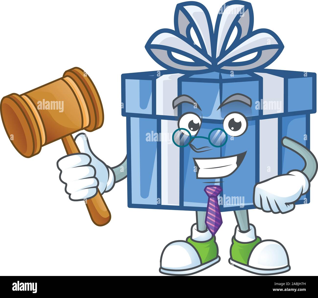 Smart judge blue gift box presented in cartoon character style Stock ...