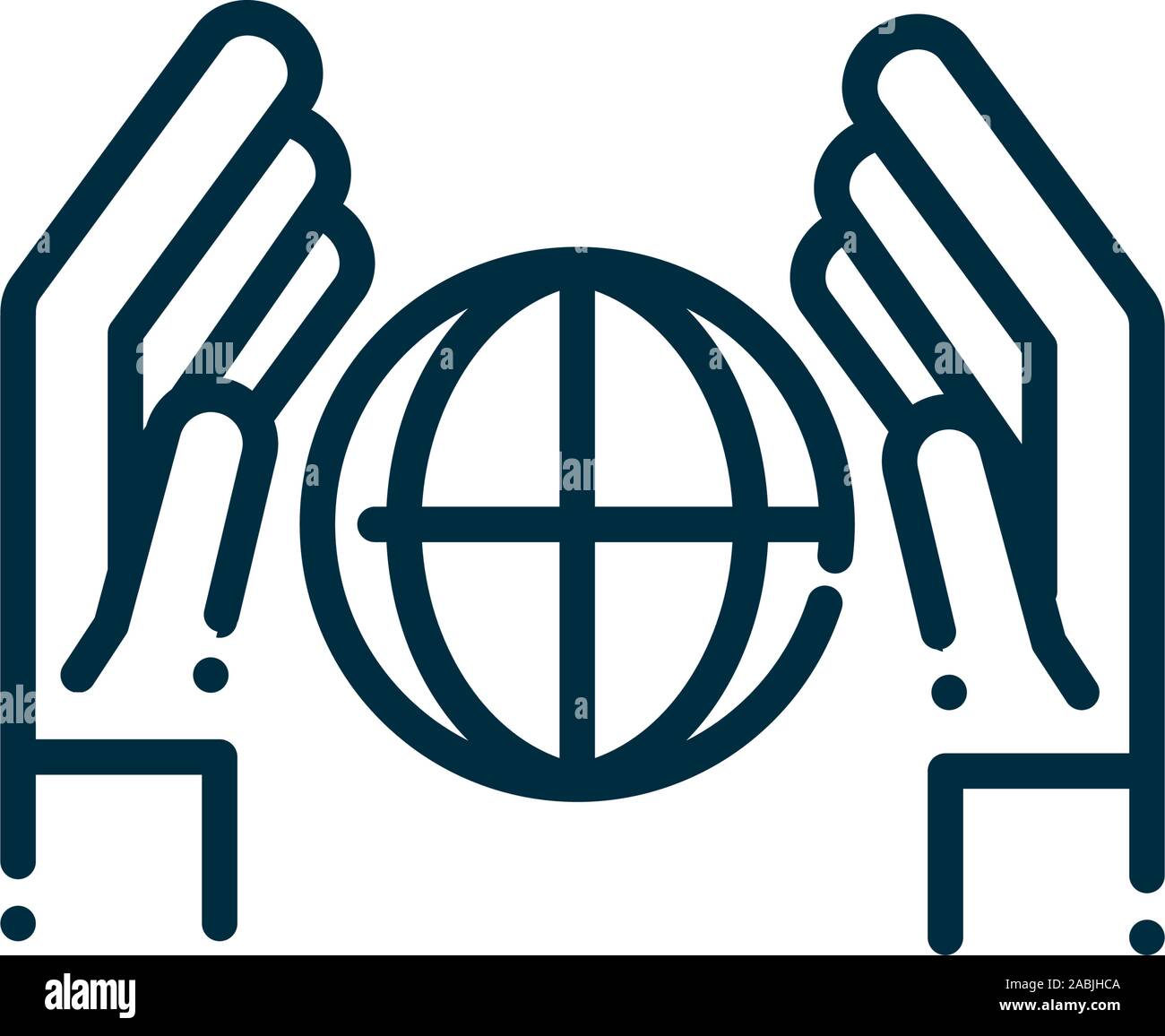 hands holding world peace and human rights line vector illustration ...