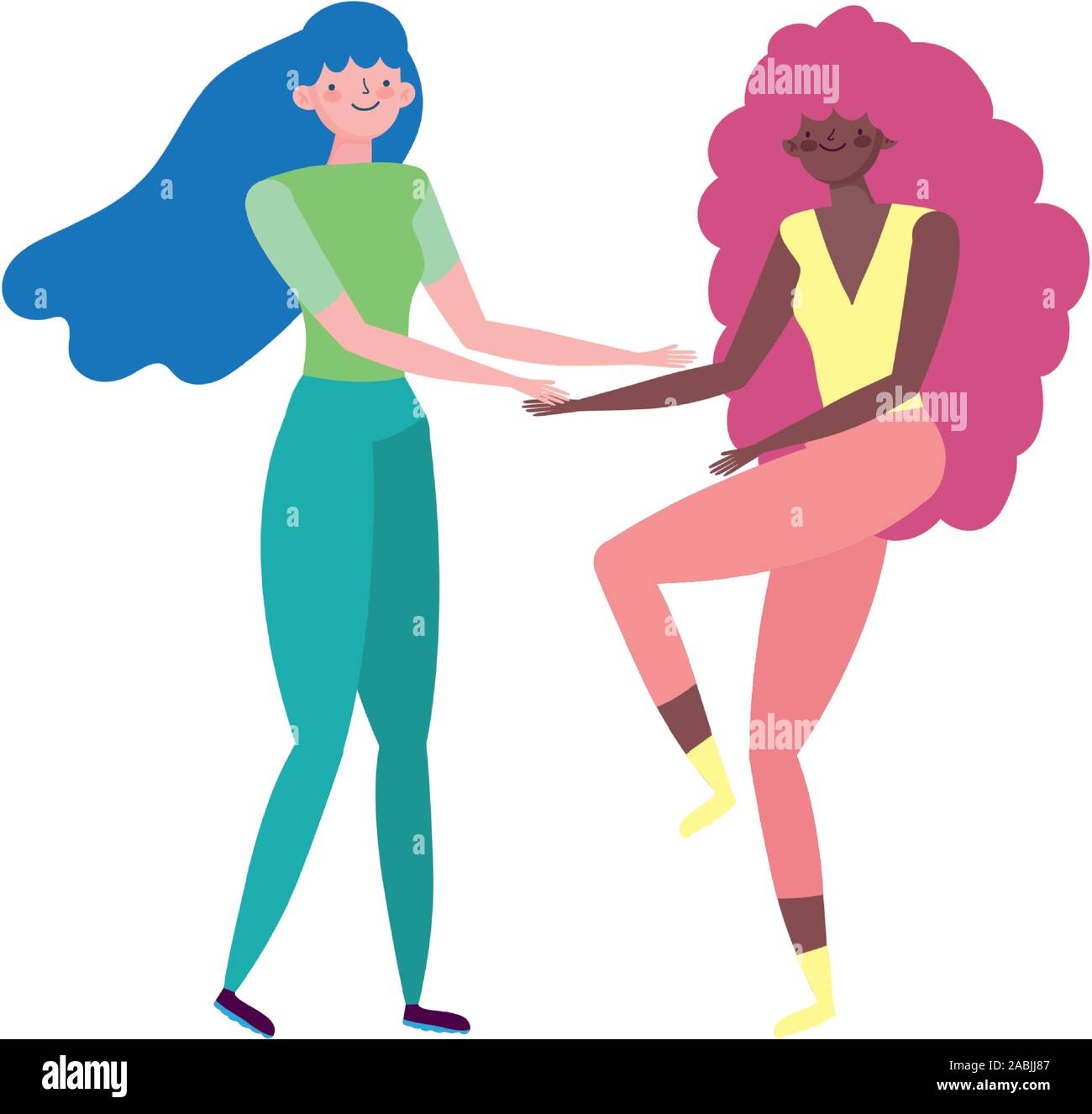 two women together friends characters vector illustration Stock Vector ...
