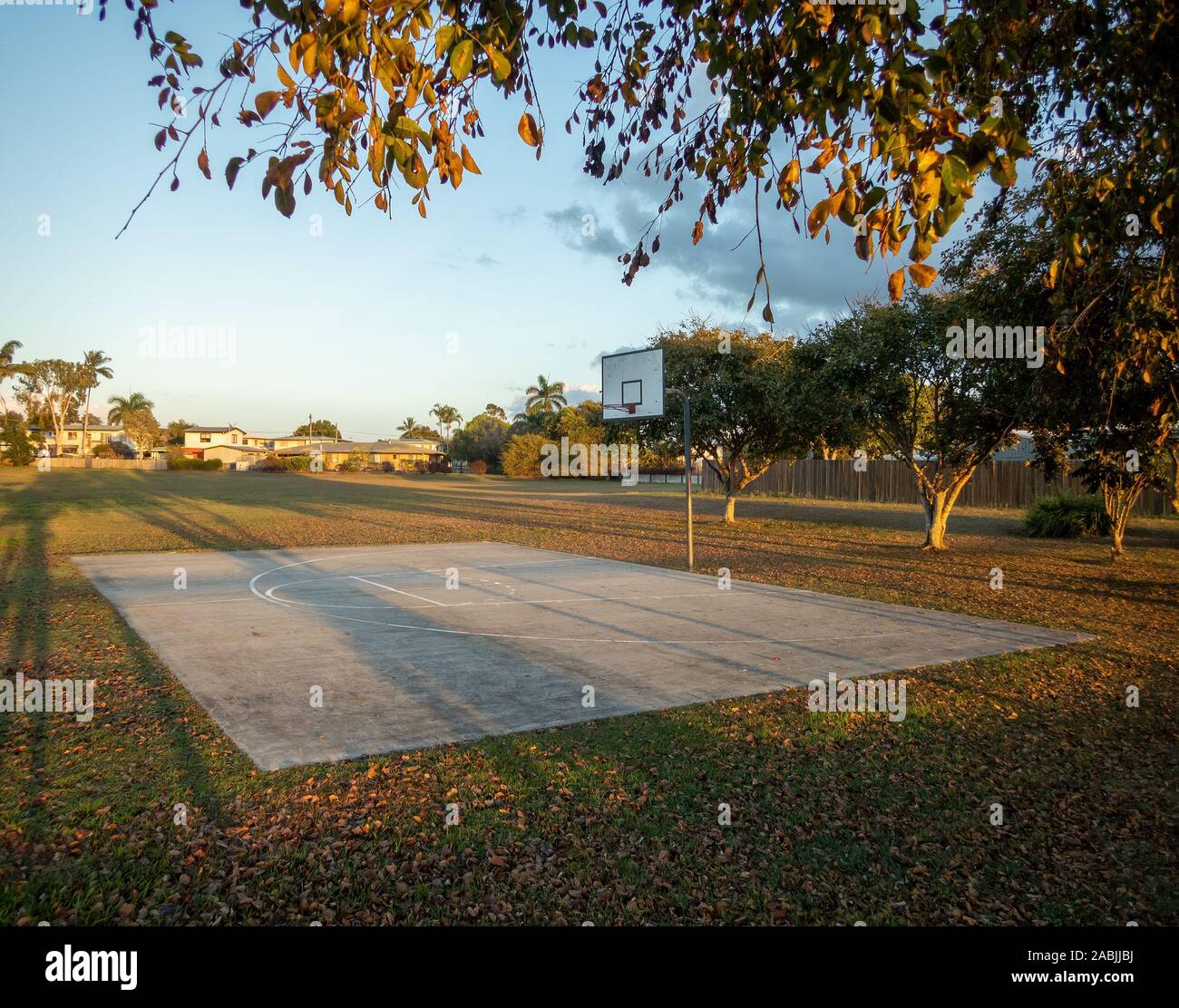 An outdoor public basketball practice court in a suburban street Stock ...