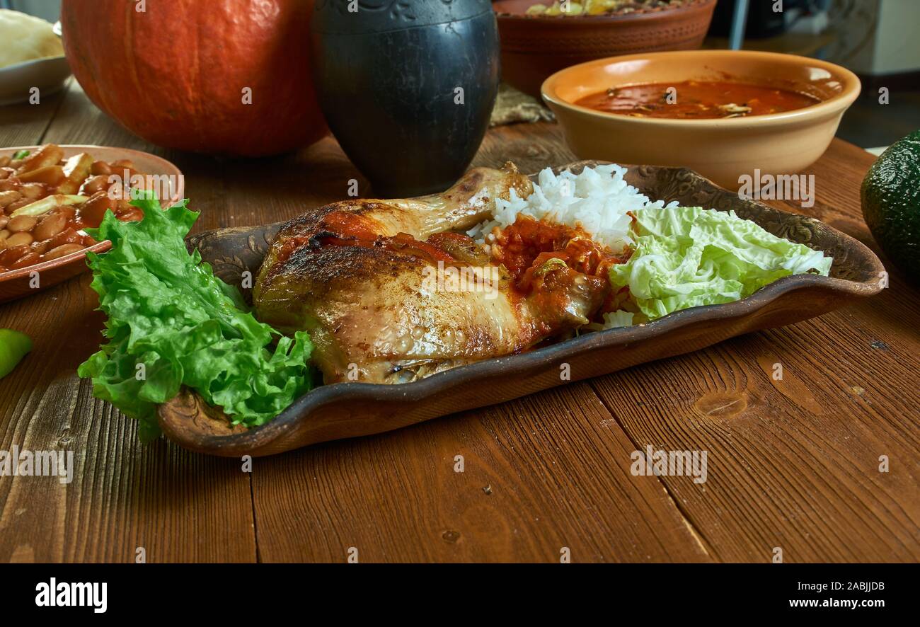 Moussaka , Moambe chicken Congolese cuisine, Traditional assorted ...