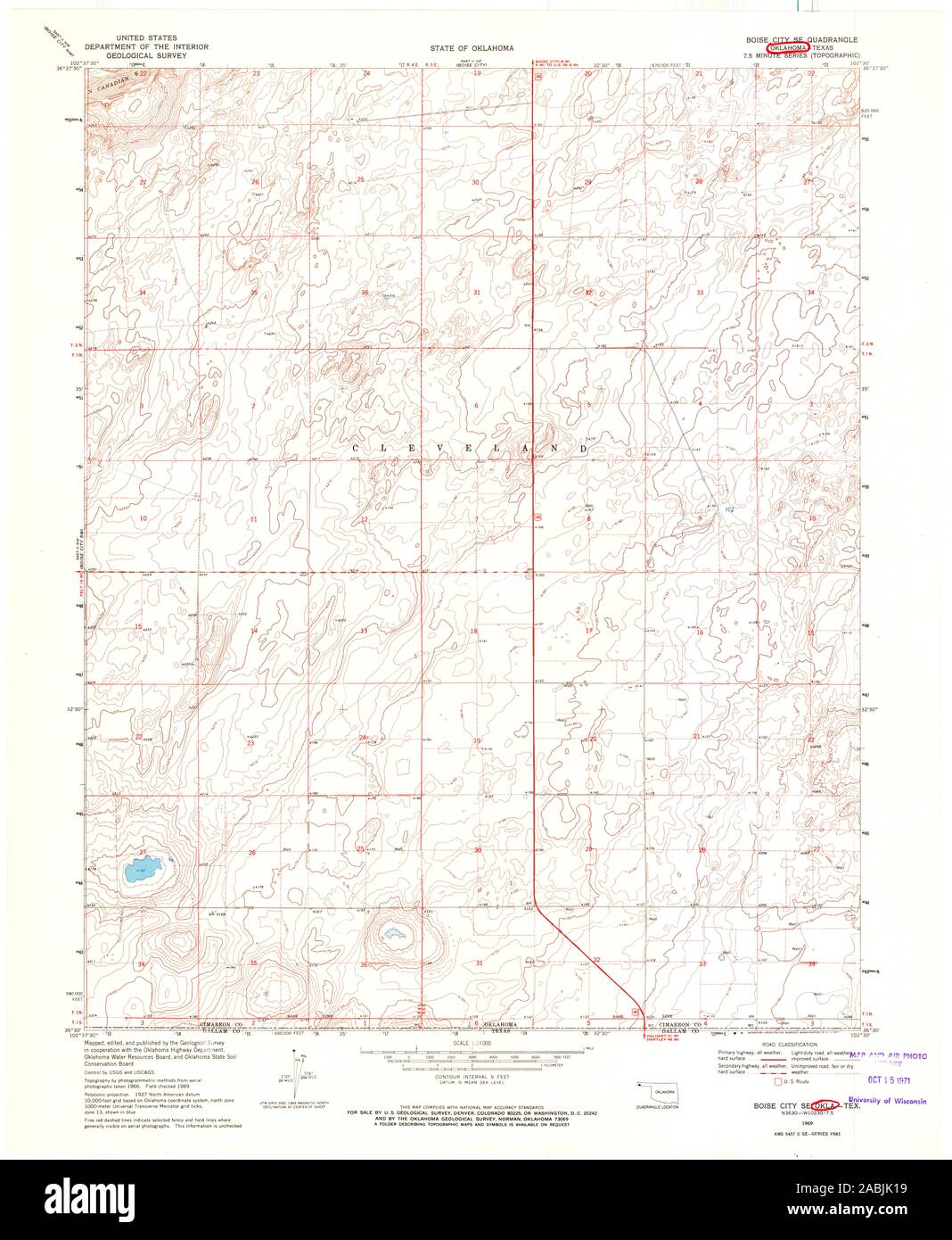 Map of boise city oklahoma Cut Out Stock Images & Pictures - Alamy