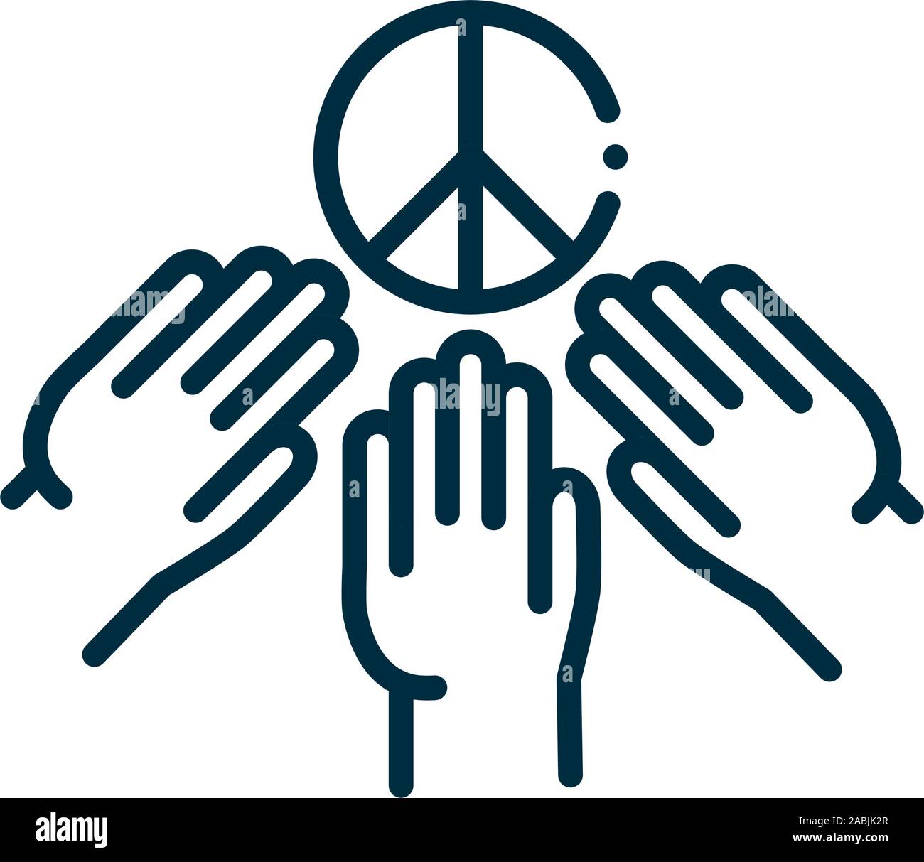 hands community peace and human rights line vector illustration Stock ...