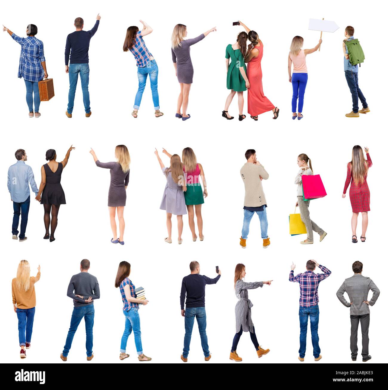 Collection " Back view people ". Rear view people set. backside view of ...