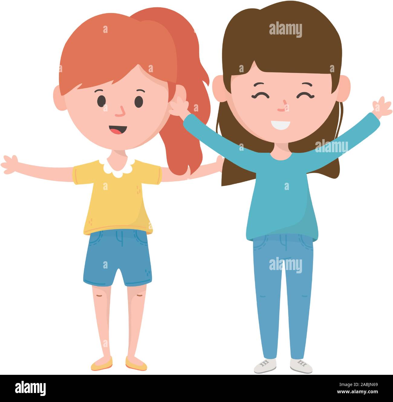 two women hugging friendly characters vector illustration Stock Vector ...