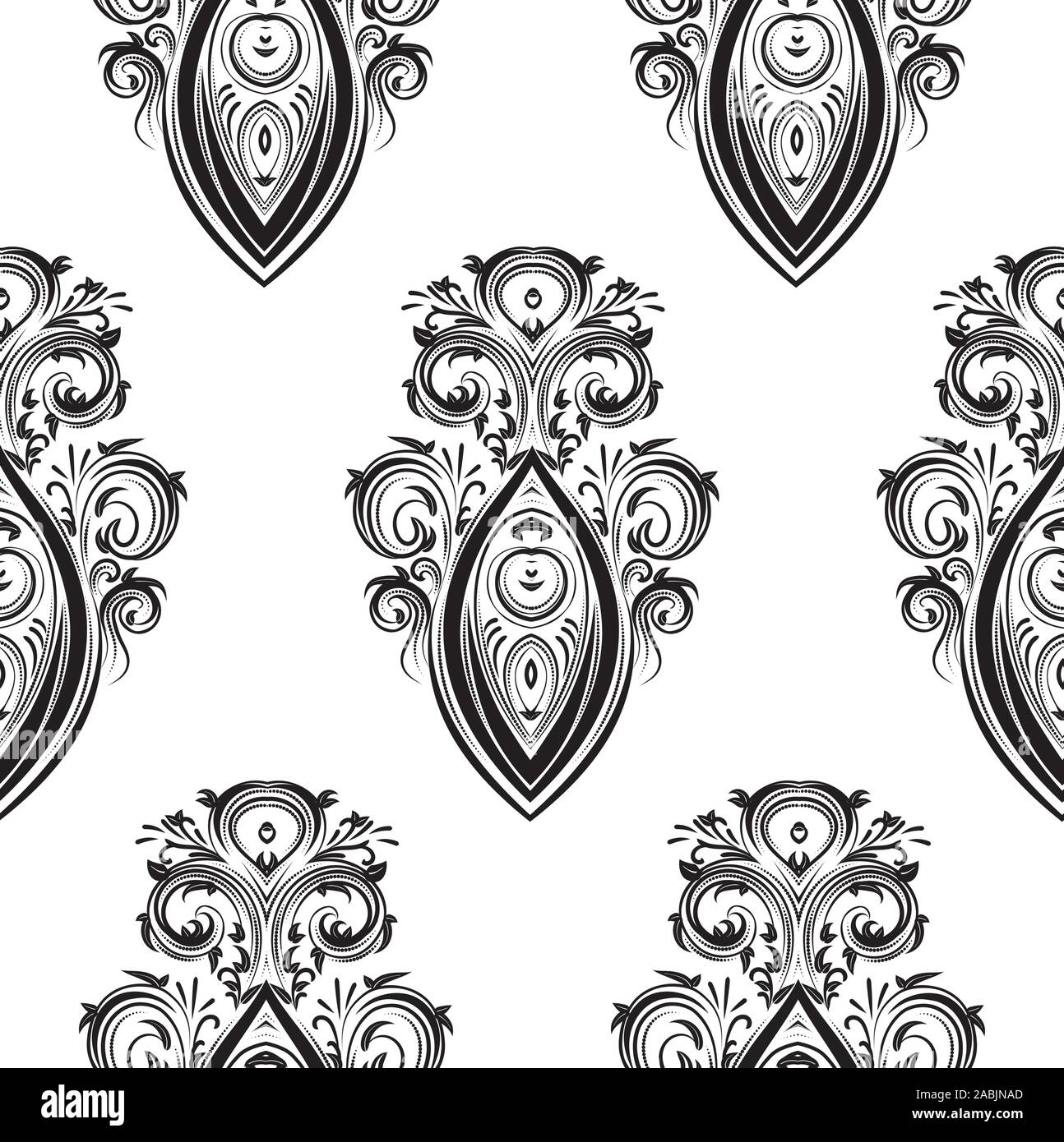 Retro style decorative seamless pattern in black and white Stock Vector ...