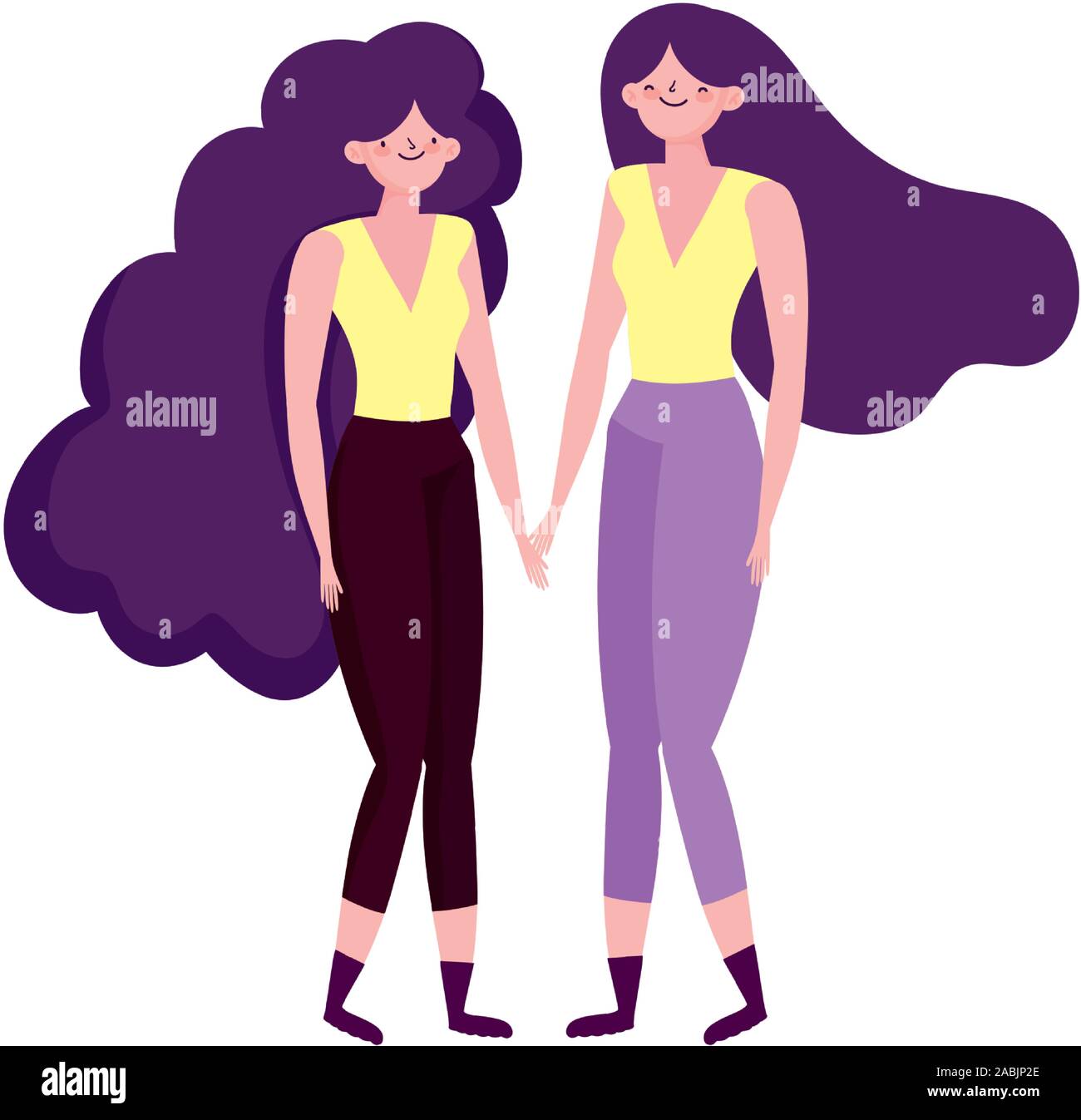 two women together friends characters vector illustration Stock Vector ...