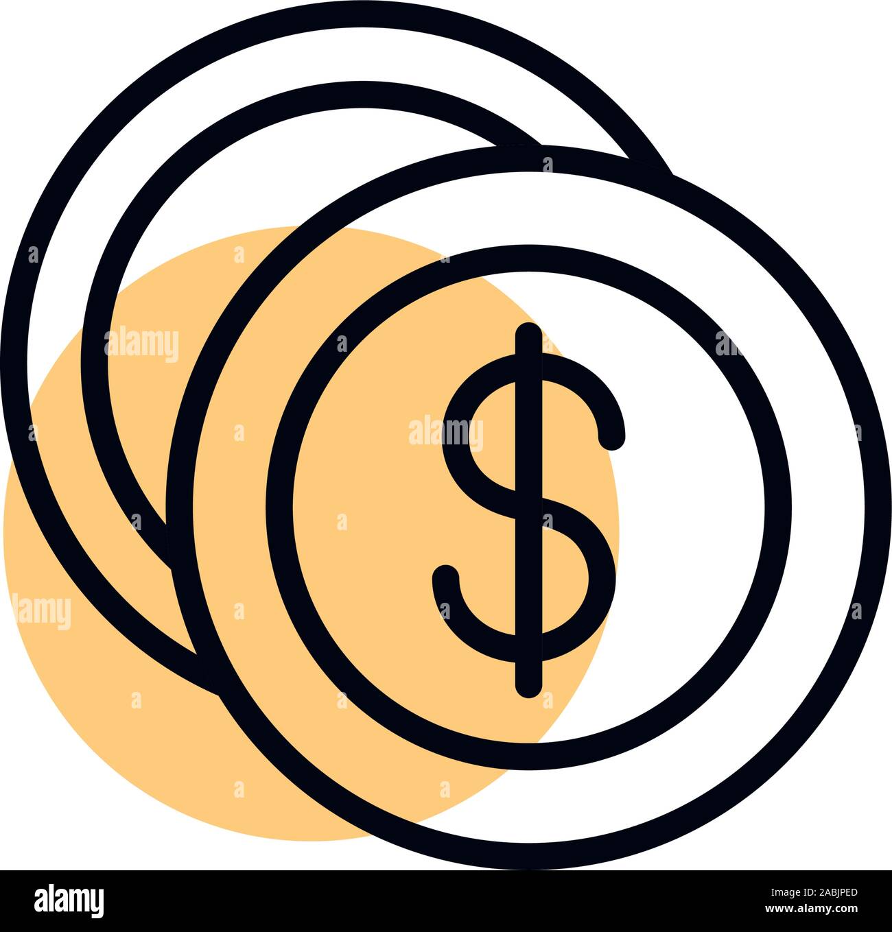 money coins currency shopping line style vector illustration dot color ...