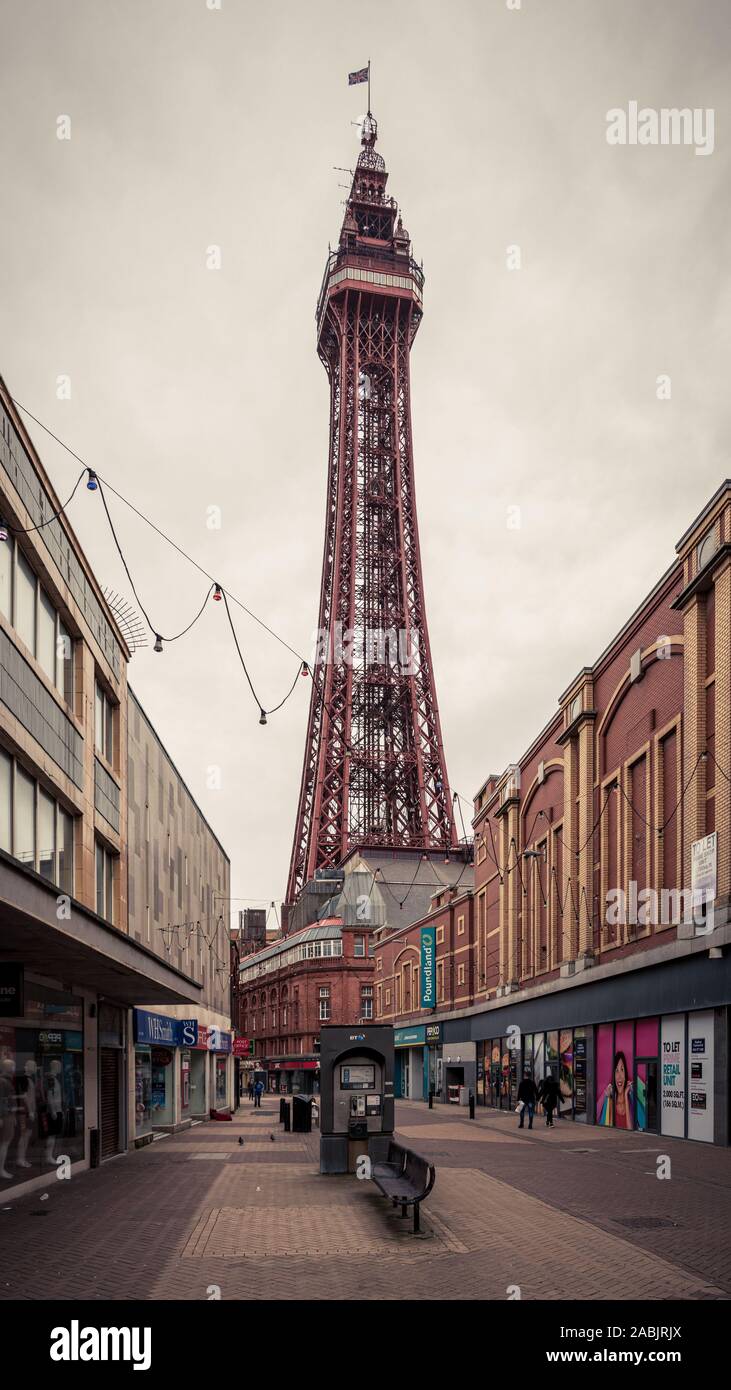 Blackpool, England, UK - April 28, 2019: Bank Hey Street with the ...