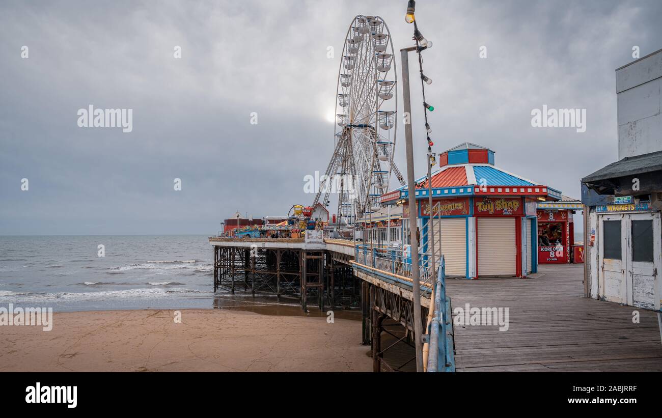 Blackpool, England, UK - April 28, 2019: Walking on the Central Pier ...