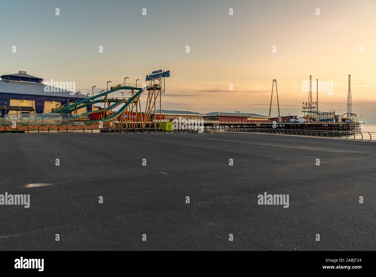 Blackpool, England, UK - April 29, 2019: Evening light over the South ...