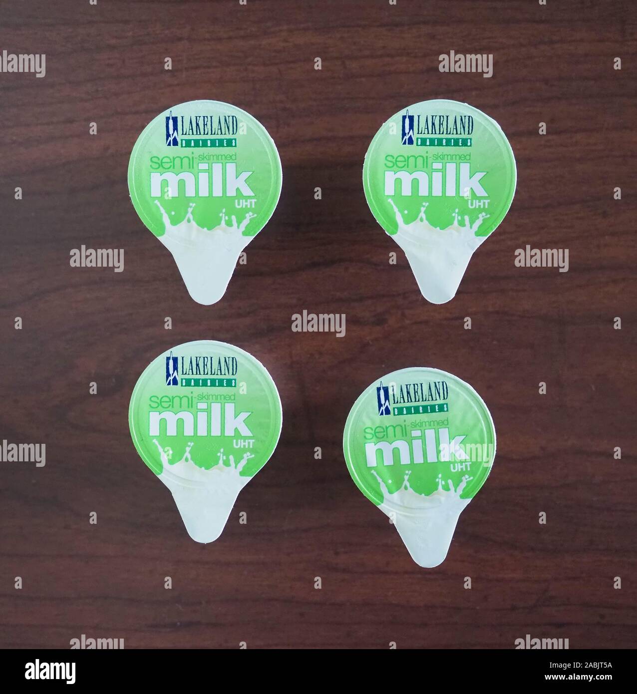 DUBLIN, IRELAND - CIRCA SEPTEMBER 2019: Lakeland semi skimmed milk UHT ...