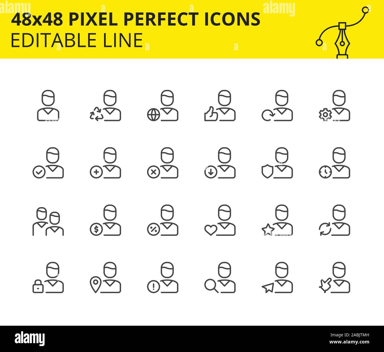 Scaled Icons of Users Avatars. Person Symbols for use in Web and Mobile ...