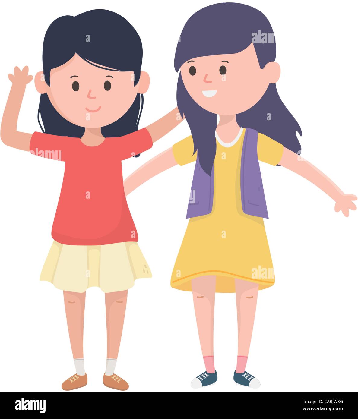 Cartoon Illustration Two Friends Hugging High Resolution Stock ...