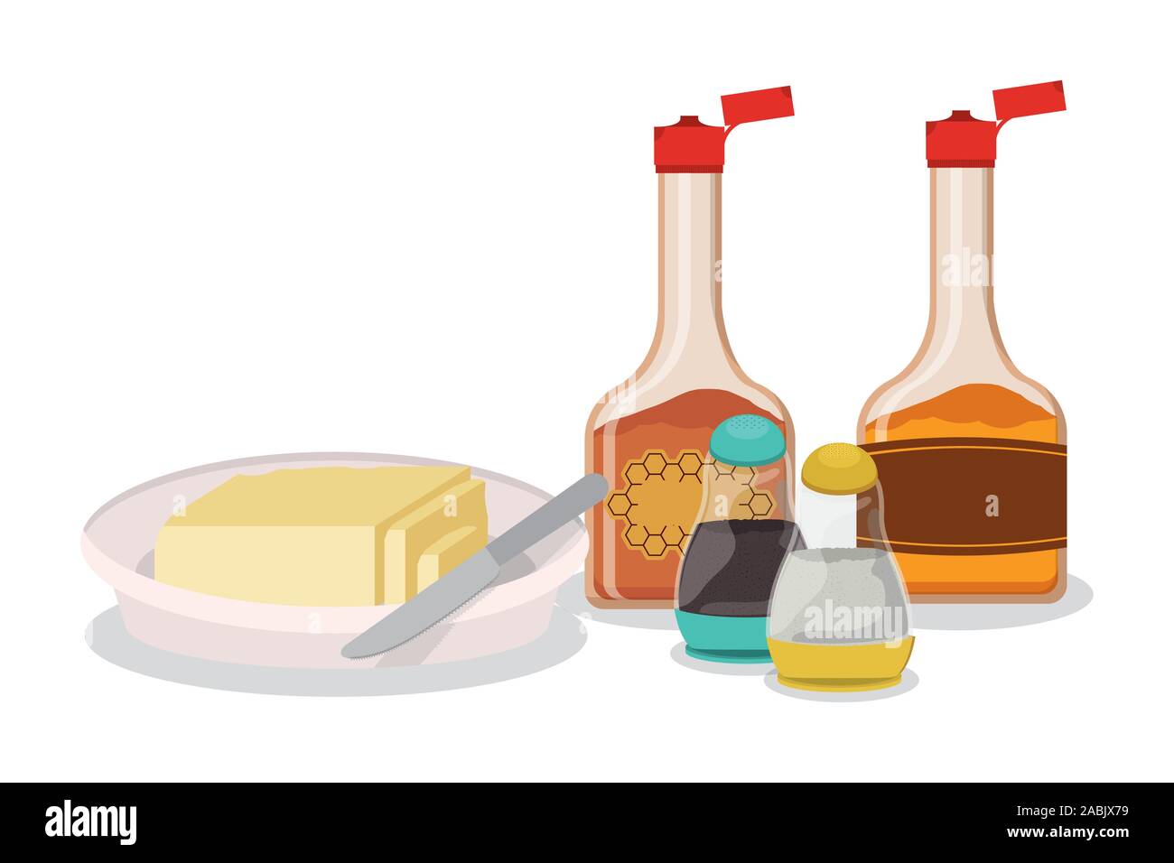 delicious breakfast syrup and butter vector design Stock Vector Image ...