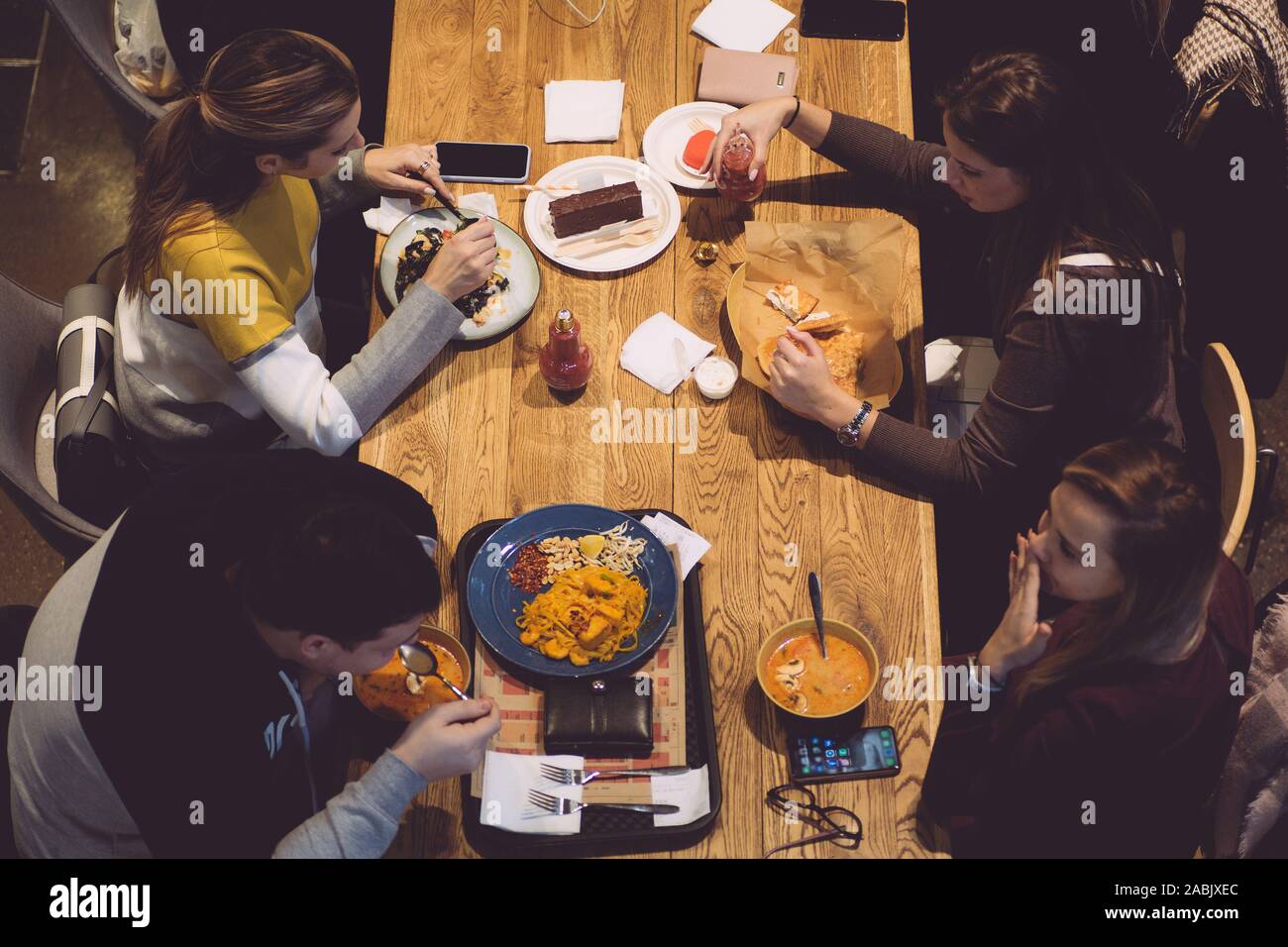 Couple people eating lunch break two people hi-res stock photography ...