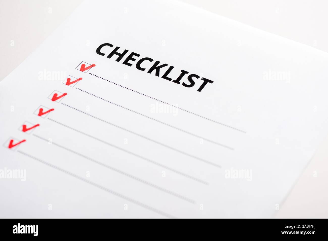 close up of paper with checklist letters isolated on white Stock Photo ...
