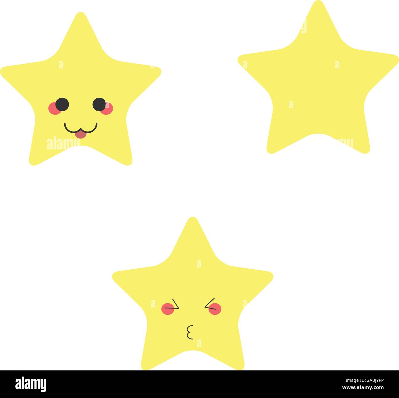 Illustration of cute yellow stars with faces on white background Stock ...