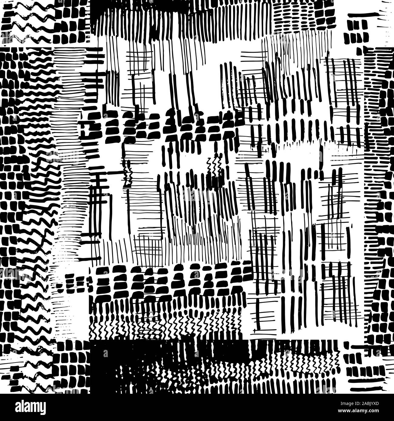 Seamless pattern black. Brush stroke outline graphics isolated on white ...