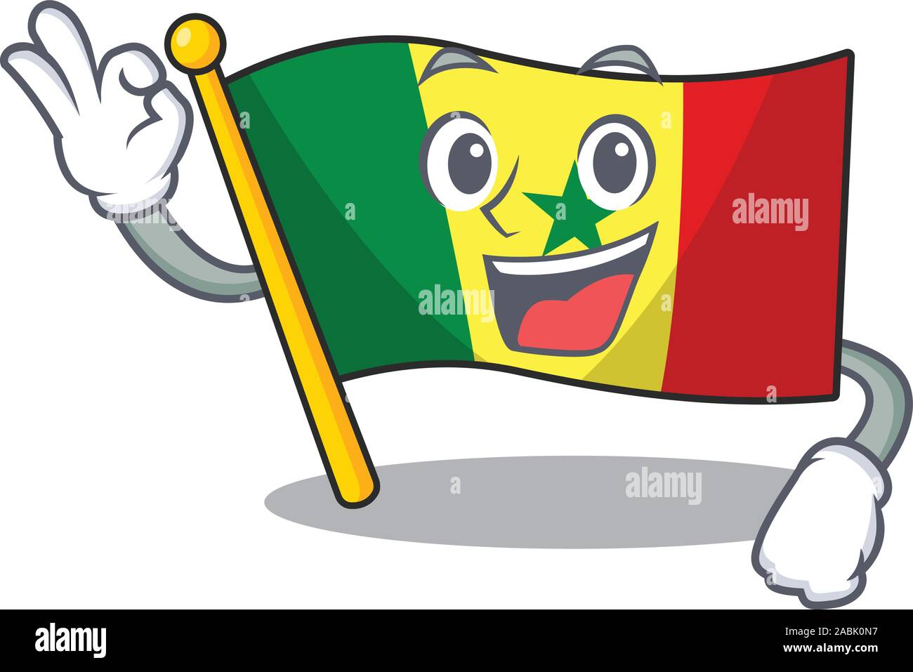 Sweet Flag Senegal cartoon character making an Okay gesture Stock ...