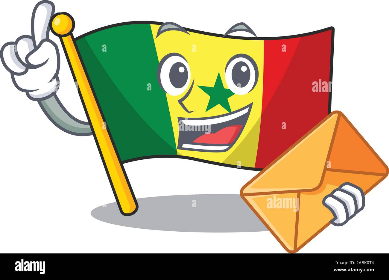 With envelope Happy face Flag Senegal mascot cartoon style Stock Vector ...