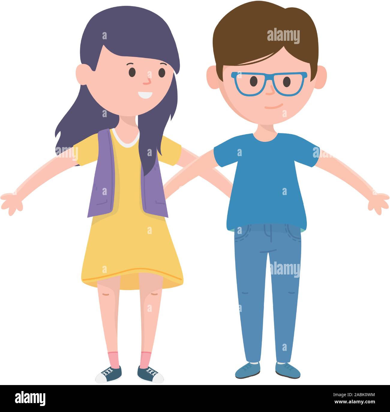 young couple standing characters cartoon vector illustration Stock ...