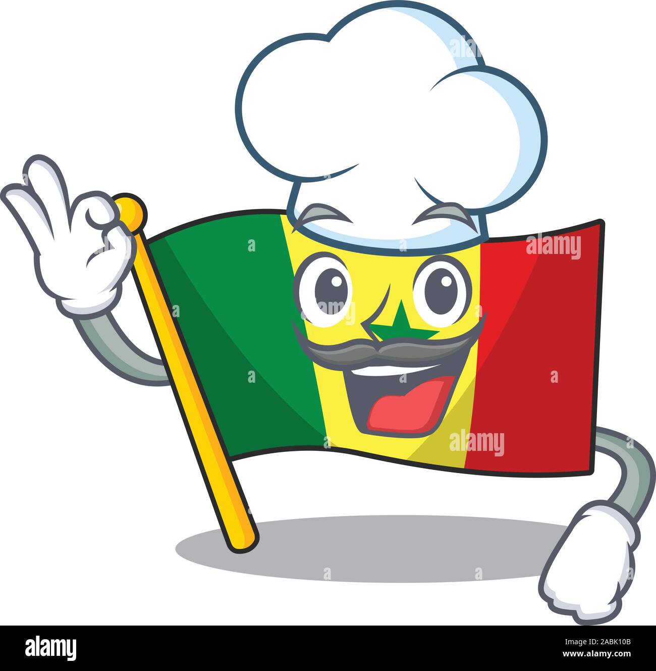 Happy Chef Flag Senegal cartoon character with white hat Stock Vector ...