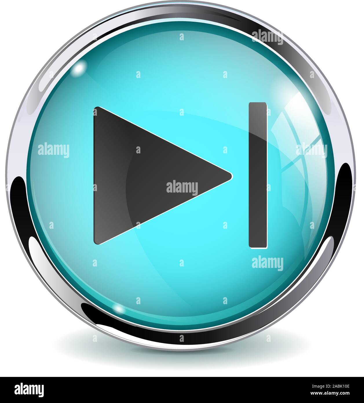 Web button Play Pause. Blue glass 3d icon with metal frame Stock Vector ...